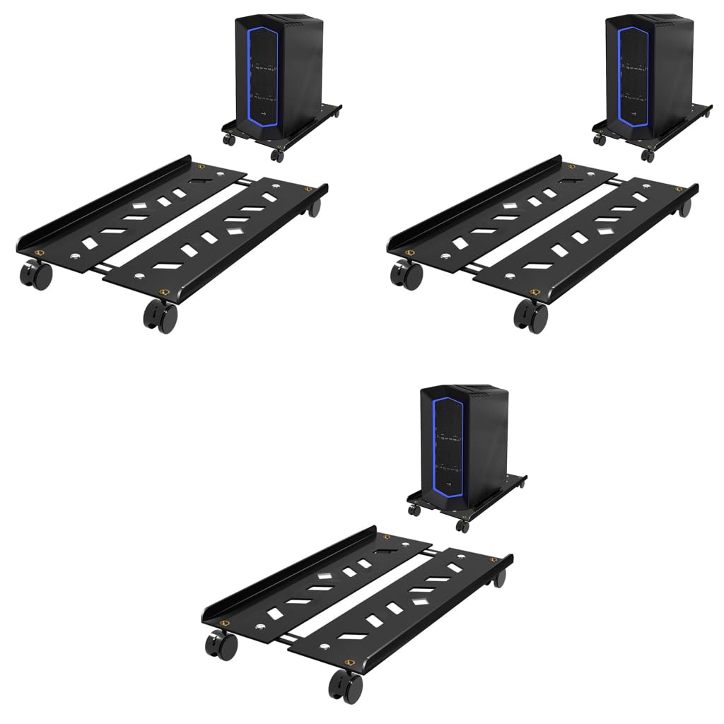 Adjustable Mobile CPU Stand 3 PCS Carbon Steel for Home & Office – Eleboat