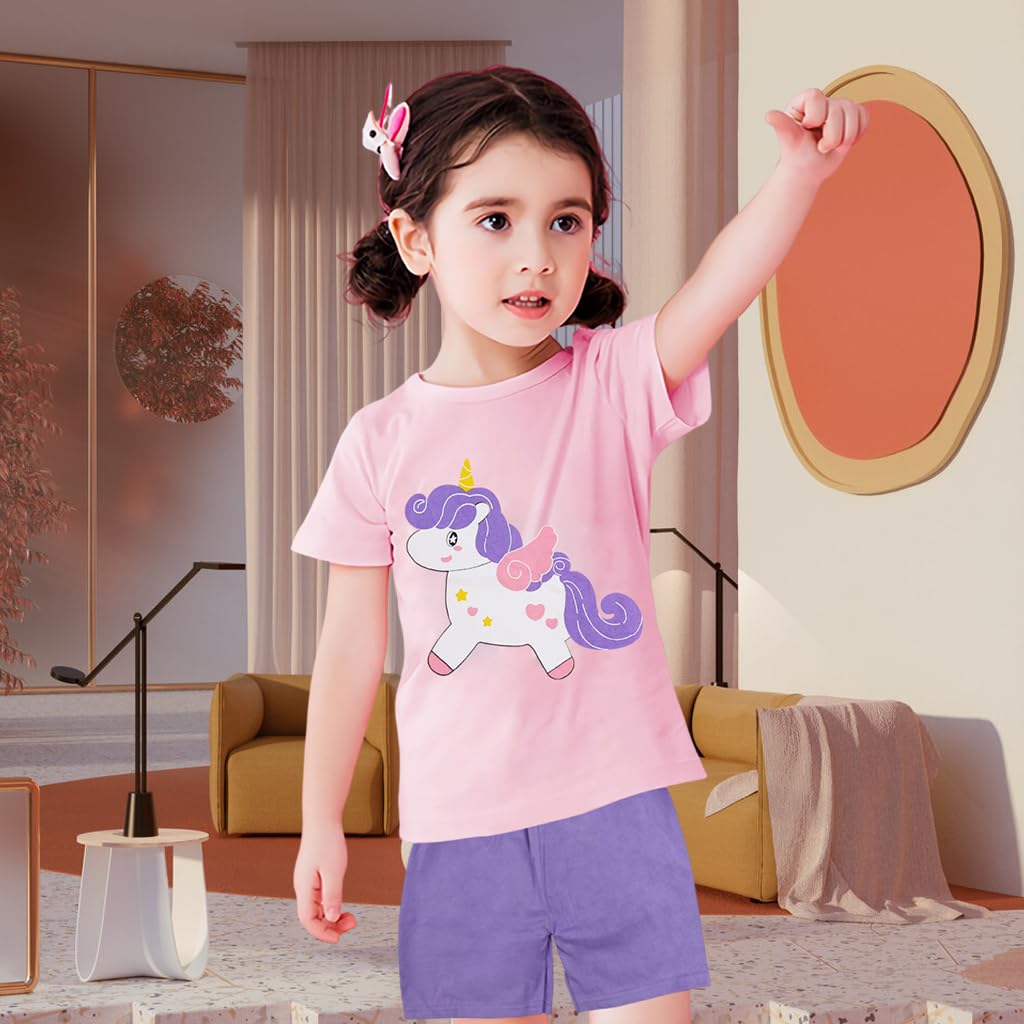 SNOWIE SOFT Night Dress For Girls Unicorn Short Sleeve Night Suits F Eleboat