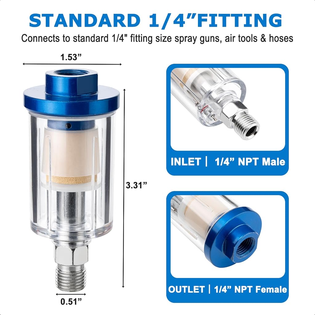Serplex® Oil-Water Separator for Air Gun, Universal 1/4'' NPT Clear Sh ...